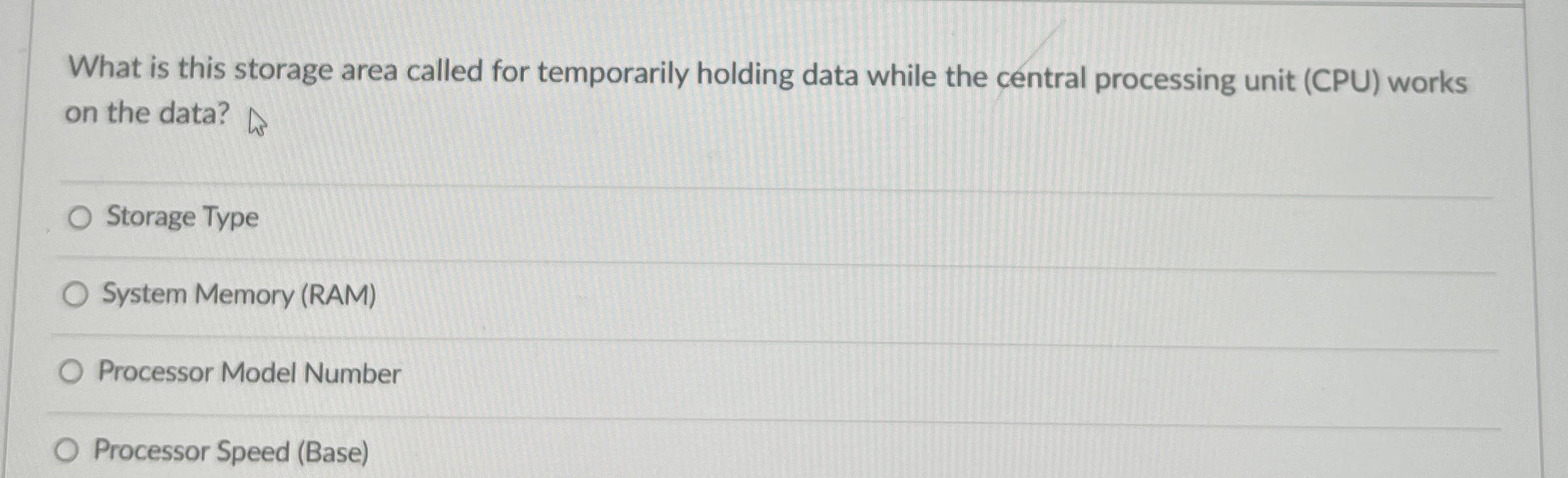 Solved What is this storage area called for temporarily | Chegg.com