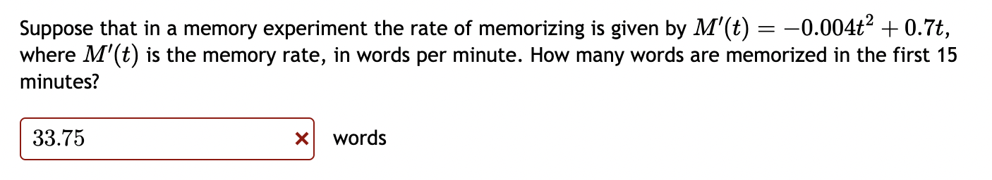 Solved Suppose that in a memory experiment the rate of | Chegg.com