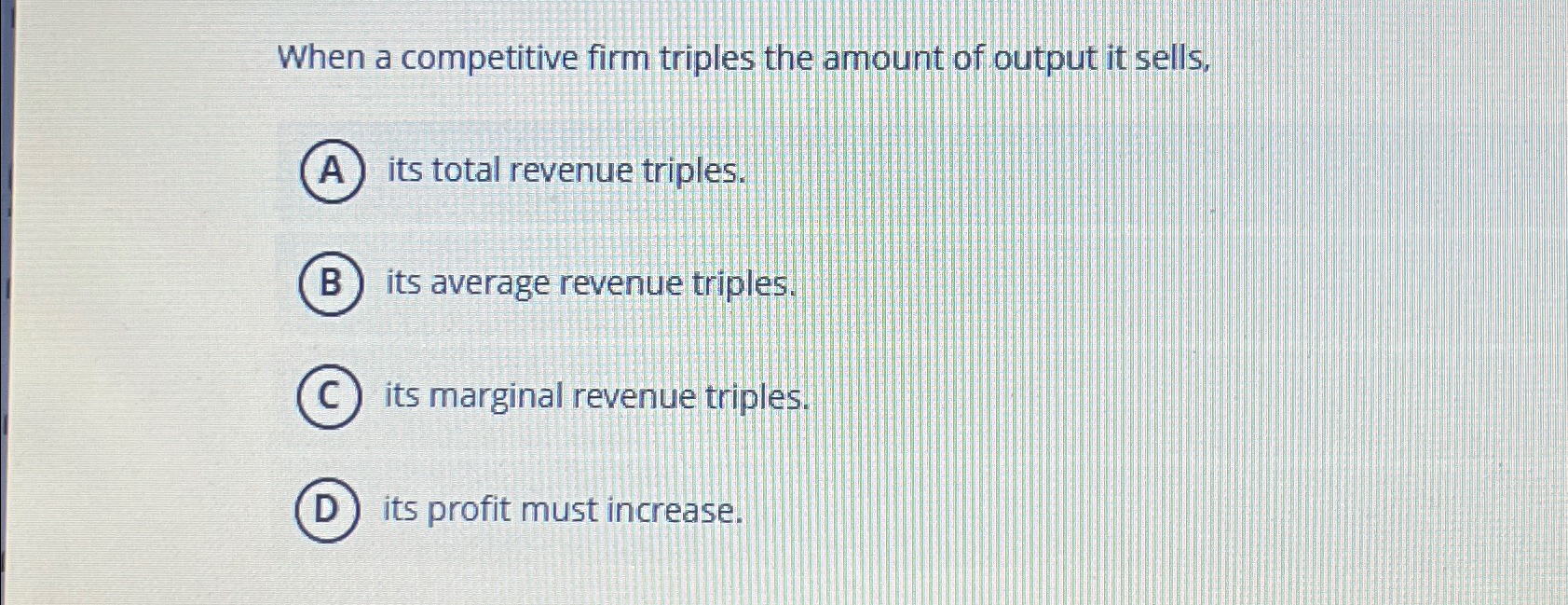 Solved When a competitive firm triples the amount of output | Chegg.com