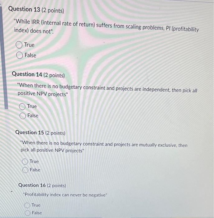 Solved "While IRR (internal rate of return) suffers from | Chegg.com