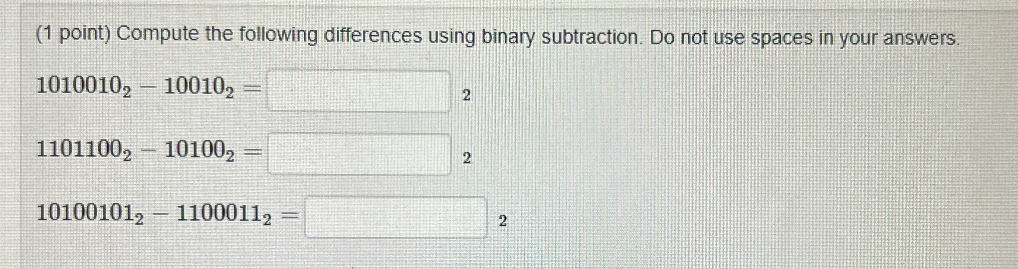Solved (1 ﻿point) ﻿Compute the following differences using | Chegg.com