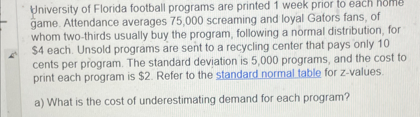Solved Wniversity of Florida football programs are printed 1 | Chegg.com
