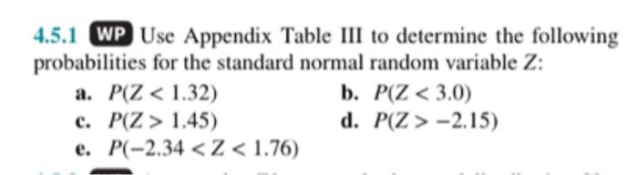Solved 4.5.1 WP Use Appendix Table III to determine the | Chegg.com