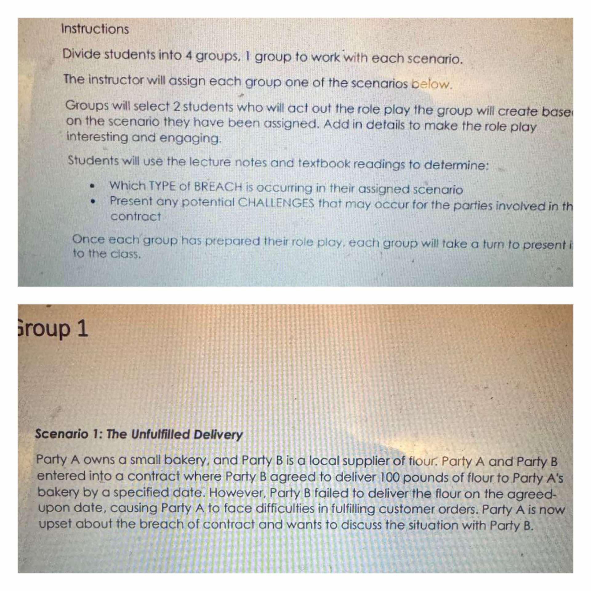 Solved InstructionsDivide students into 4 ﻿groups, I group | Chegg.com