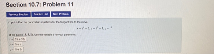 Solved Section 10.7: Problem 9 Previous Problem Problem List | Chegg.com