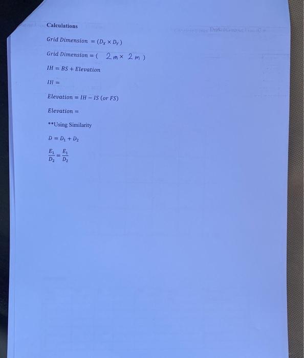 Solved B.M. Reading =1.19 B.M. Elevation =100** Write | Chegg.com