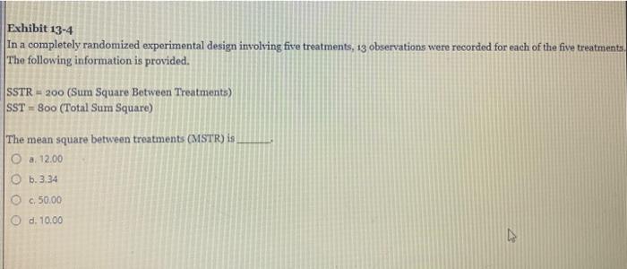 Solved In a completely randomized experimental design | Chegg.com