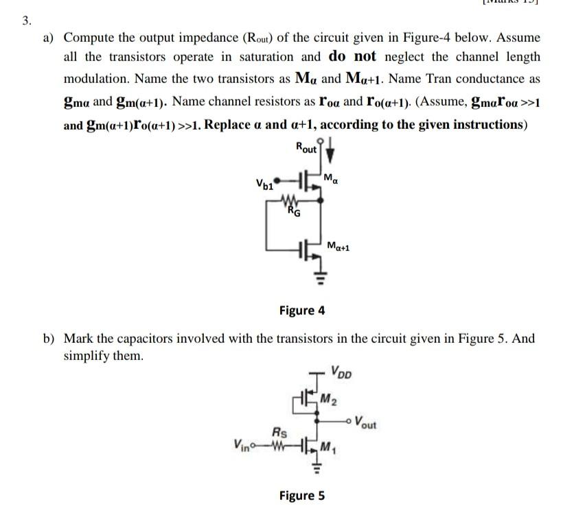 Solved 3. a) Compute the output impedance (Rout) of the | Chegg.com