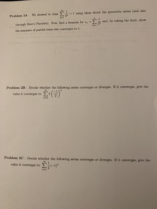 Solved 1 using ideas about the geometric series and also | Chegg.com