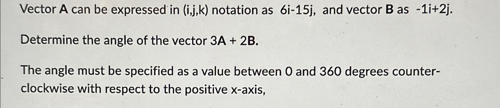 Solved Vector A can be expressed in (i,j,k) ﻿notation as | Chegg.com
