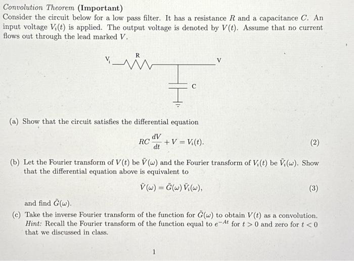 Solved Convolution Theorem (Important) Consider the circuit | Chegg.com