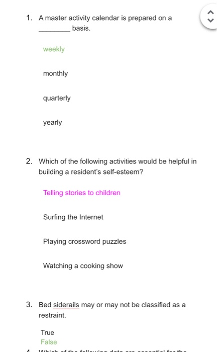 Solved 1. A master activity calendar is prepared on a | Chegg.com