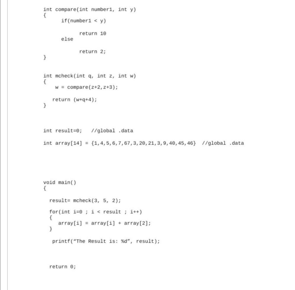 Solved int compare(int numberi, int y) { if(number1