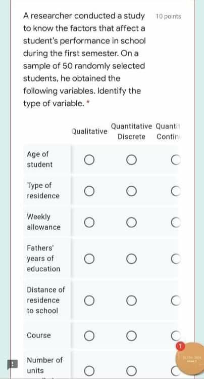 Solved 1 point Method wherein every unit in the population | Chegg.com