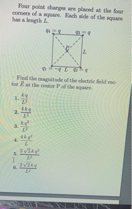 Solved Four point charges are placed at the four corners of | Chegg.com