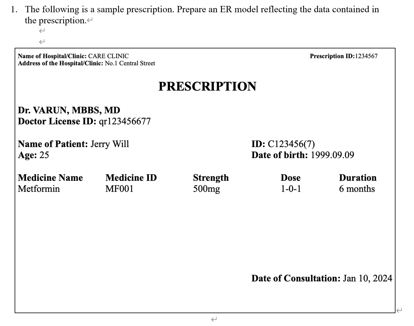 Solved The following is a sample prescription. Prepare an ER | Chegg.com