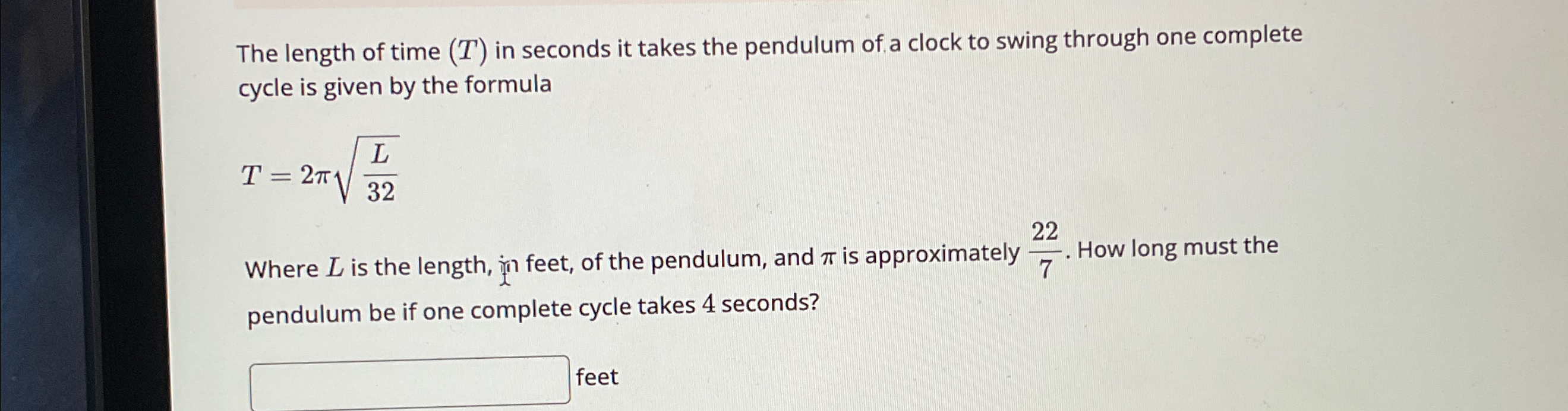 Solved The length of time (T) ﻿in seconds it takes the | Chegg.com