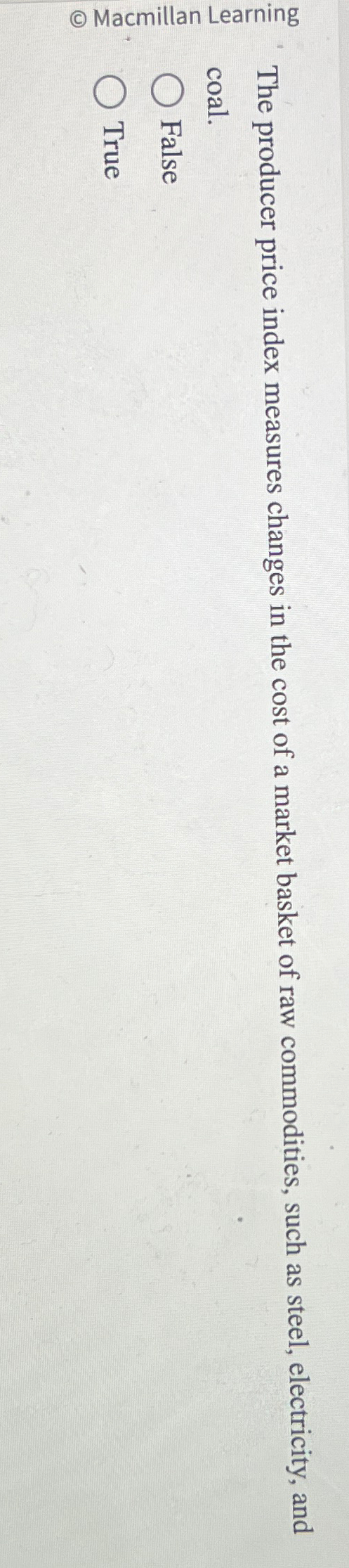 Solved The producer price index measures changes in the cost | Chegg.com