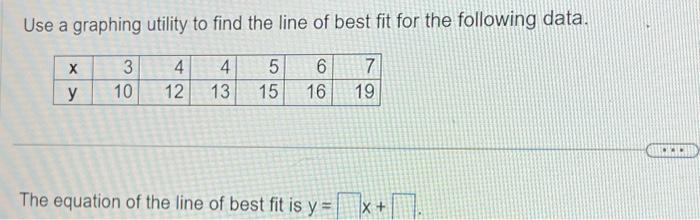 Solved Use a graphing utility to find the line of best fit | Chegg.com