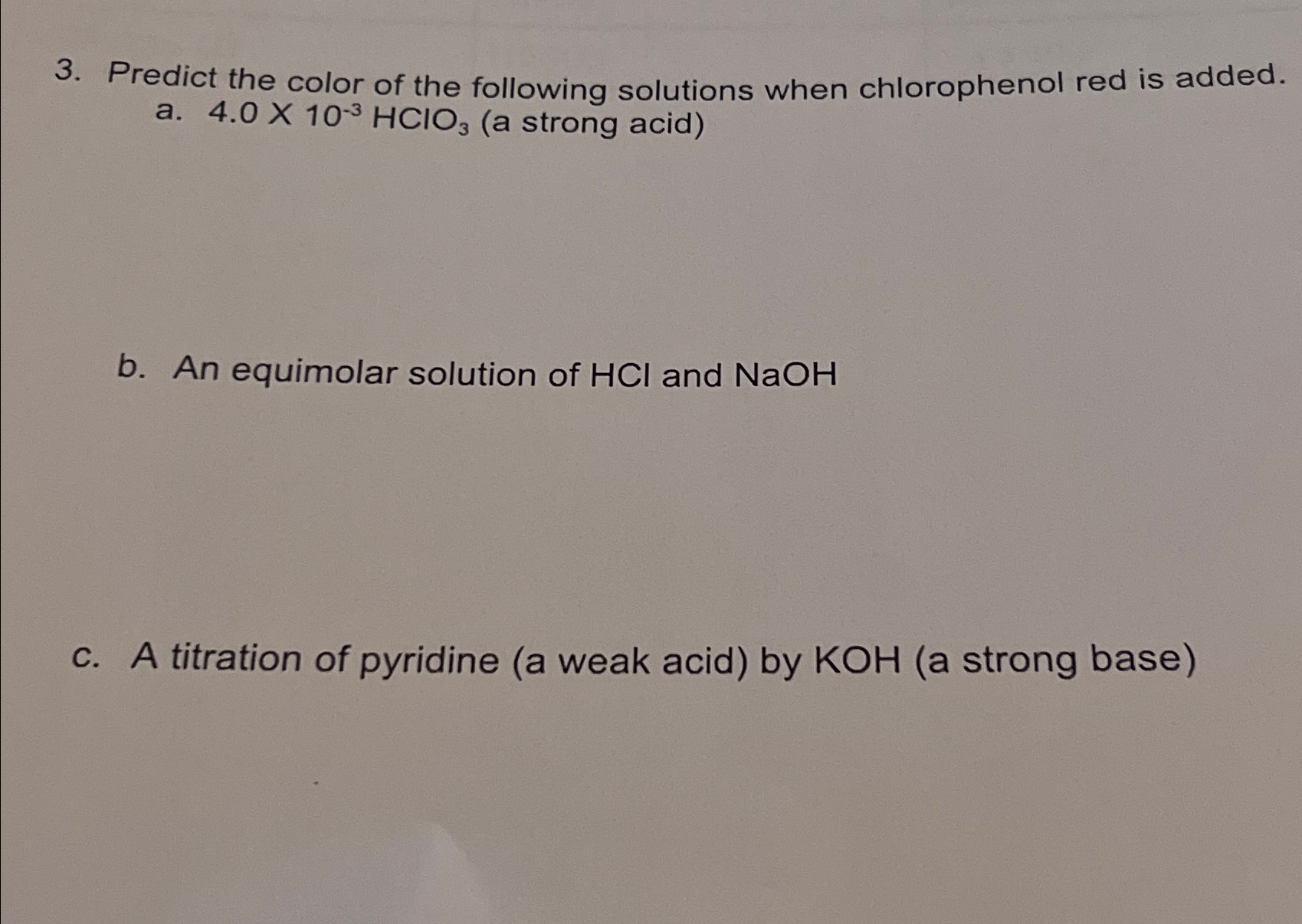 Solved Predict the color of the following solutions when | Chegg.com