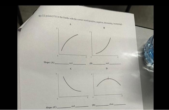 Solved 6) (12 points) Fill in the blanks with the correct | Chegg.com