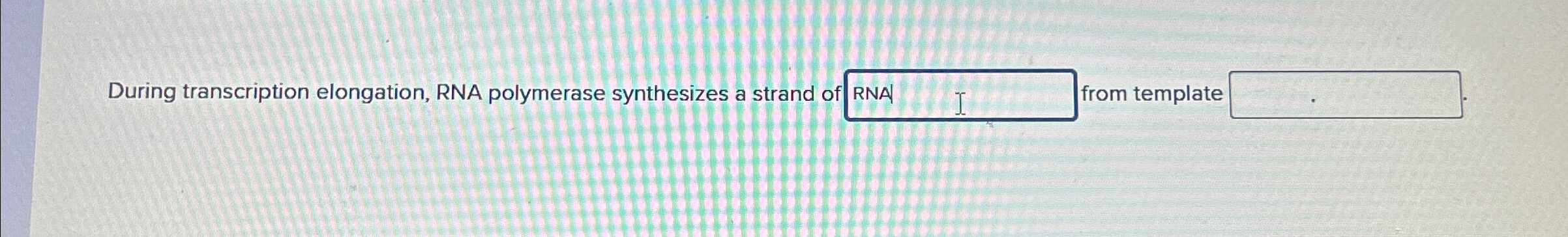 Solved During transcription elongation, RNA polymerase | Chegg.com