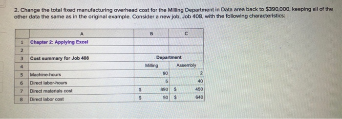 Solved 2. Change the total fixed manufacturing overhead cost | Chegg.com