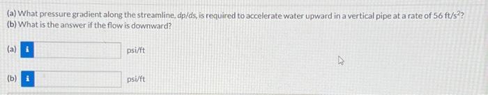 Solved (a) What pressure gradient along the streamline, | Chegg.com