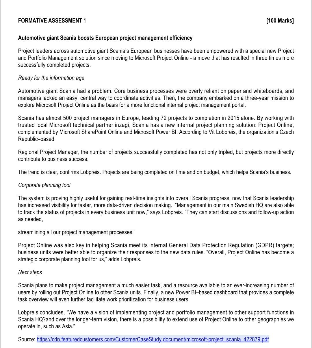 Solved FORMATIVE ASSESSMENT 1 [100 Marks] Automotive giant | Chegg.com