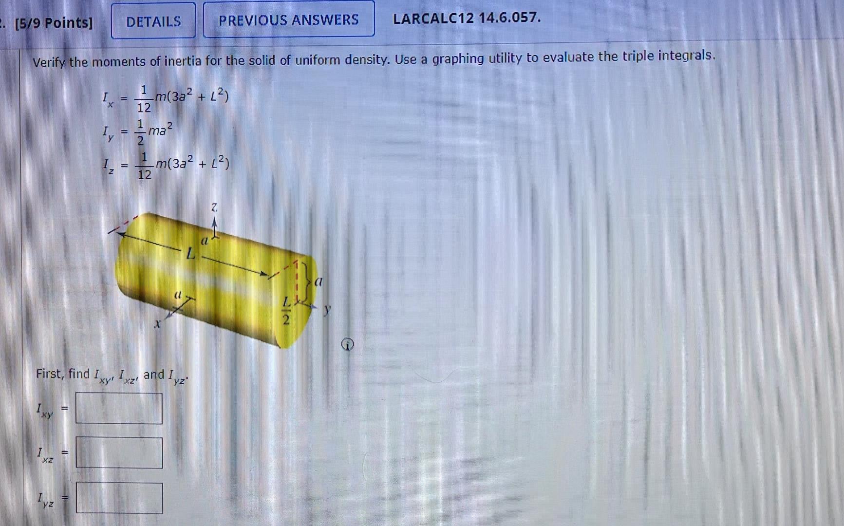 Solved Verify the moments of inertia for the solid of | Chegg.com