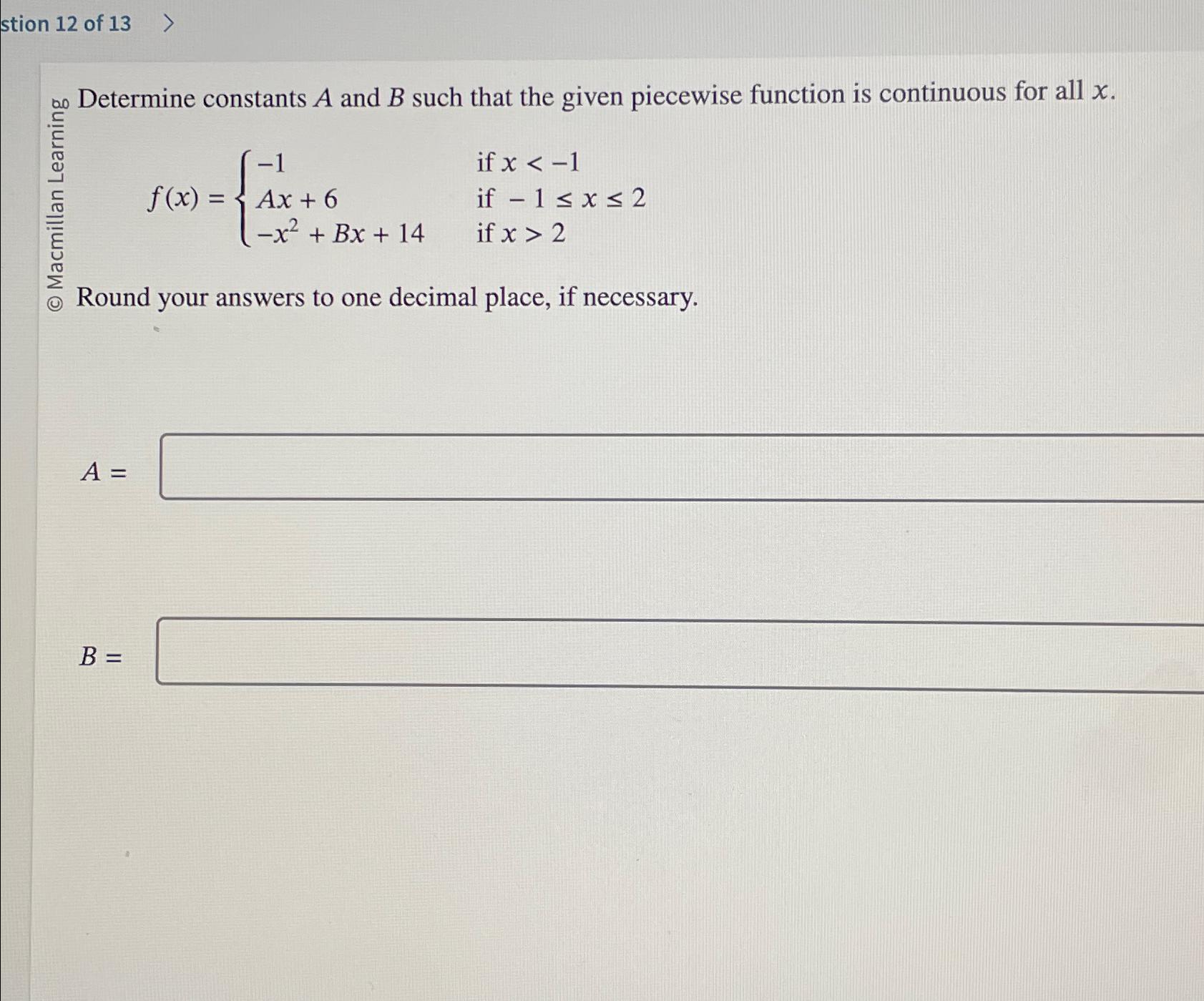 Solved stion 12 ﻿of 13no Determine constants A and B ﻿such | Chegg.com