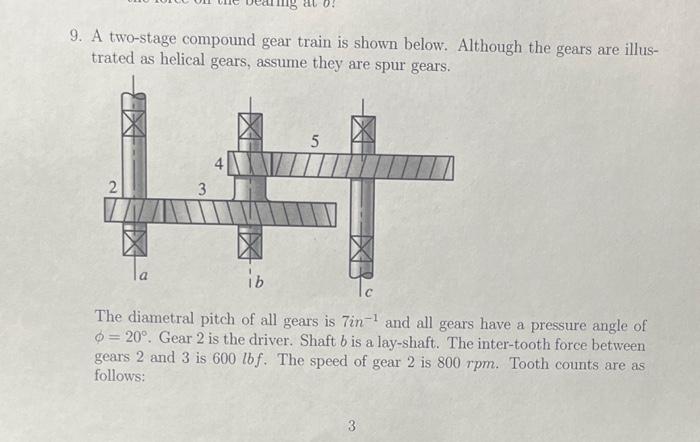 Solved 9. A two-stage compound gear train is shown below. | Chegg.com