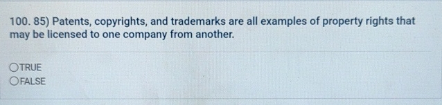 Solved Patents, copyrights, and trademarks are all examples | Chegg.com