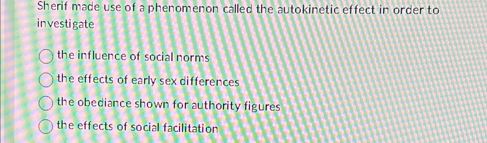 Solved Sherif made use of a phenomenon called the | Chegg.com