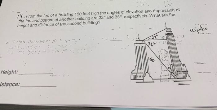 Solved 14. From the top of a building 150 feet high the | Chegg.com