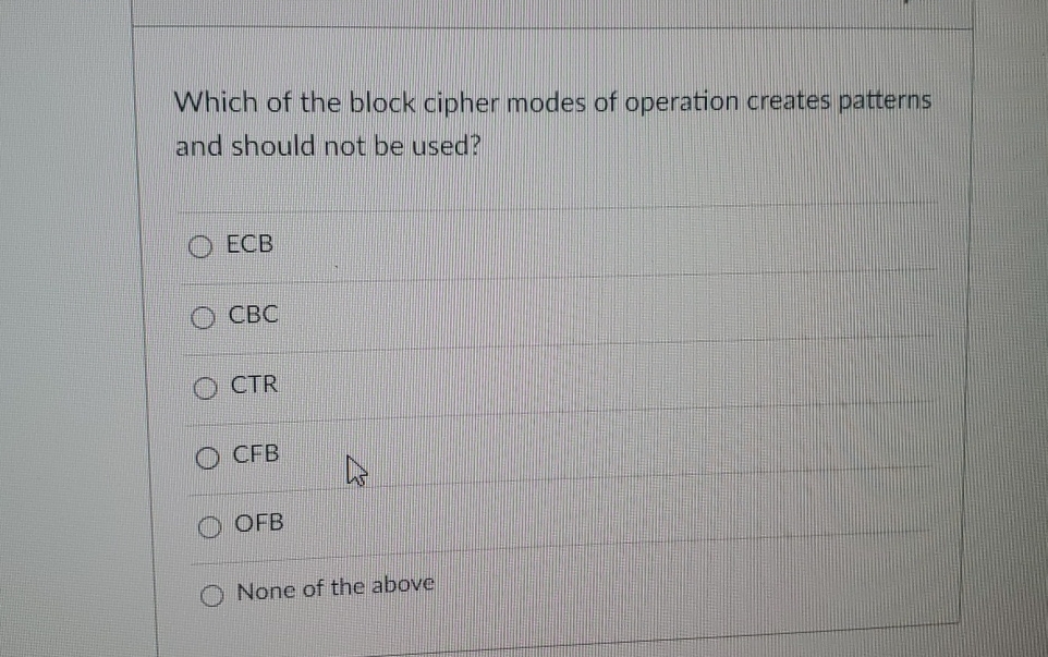 Solved Which of the block cipher modes of operation creates | Chegg.com