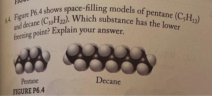 Solved 64. Figure P6.4 shows space-filling models of pentane | Chegg.com