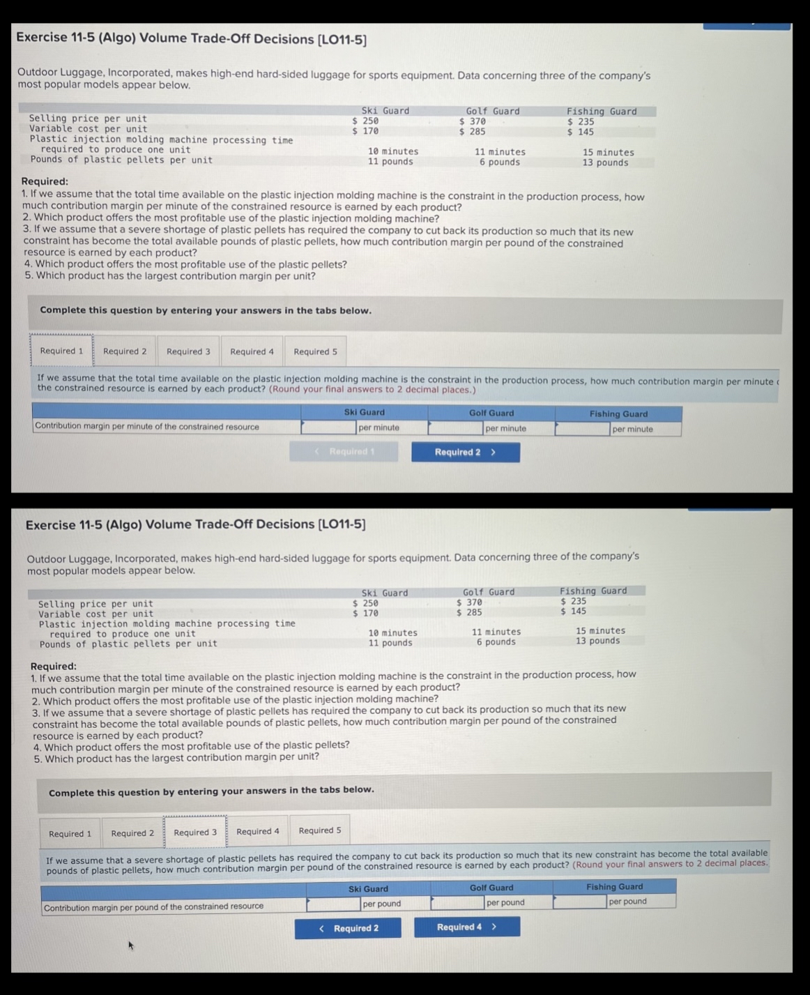 Solved Exercise 11-5 (Algo) ﻿Volume Trade-Off Decisions | Chegg.com