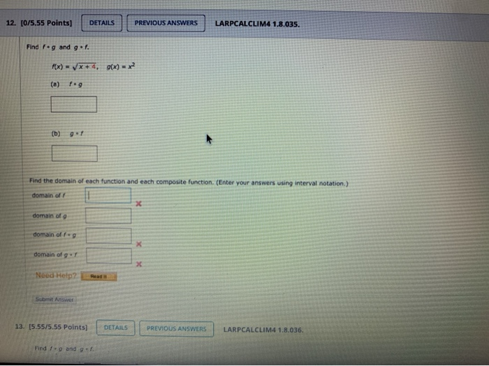 Solved 12. (0/5.55 Points) DETAILS PREVIOUS ANSWERS | Chegg.com
