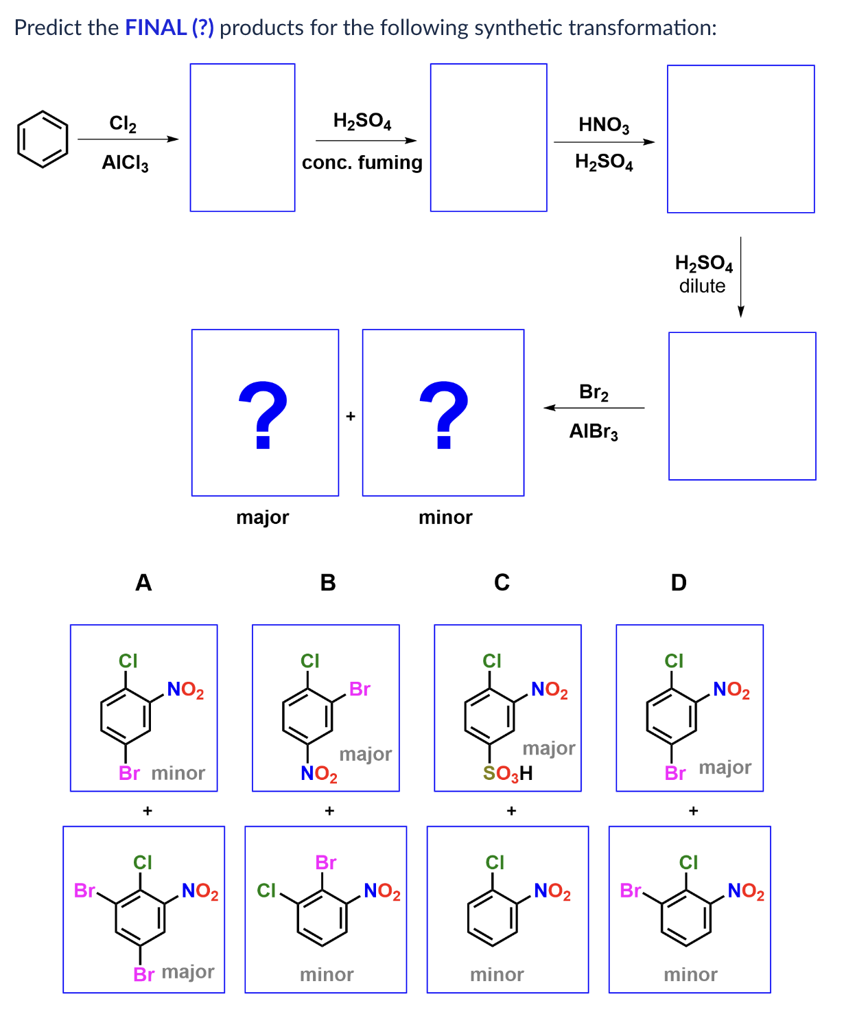 Solved Predict the FINAL (?) ﻿products for the following | Chegg.com