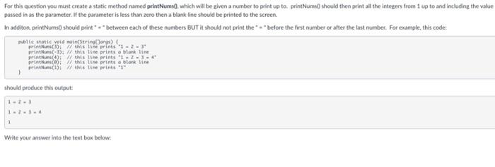 Solved For this question you must create a static method | Chegg.com