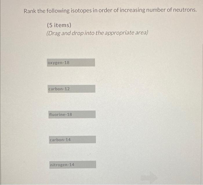 Solved Rank the following isotopes in order of increasing | Chegg.com