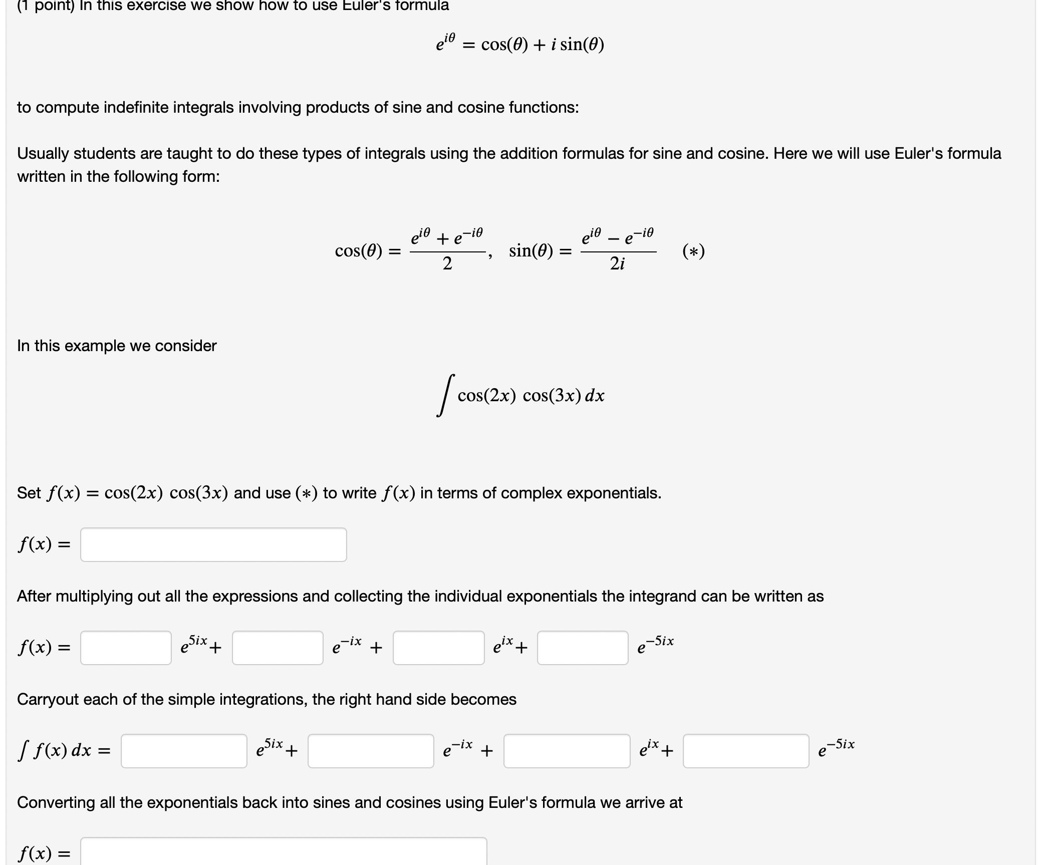 Solved (1 ﻿point) ﻿In this exercise we show how to use | Chegg.com