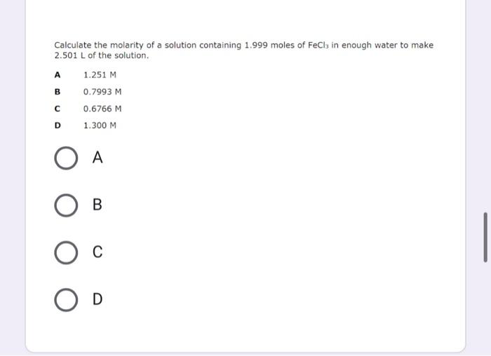 Solved Calculate the molarity of a solution containing 1.999 | Chegg.com