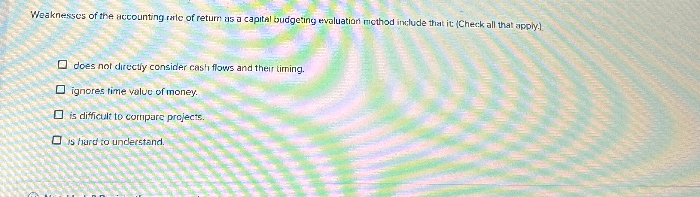 Solved Weaknesses of the accounting rate of return as a | Chegg.com