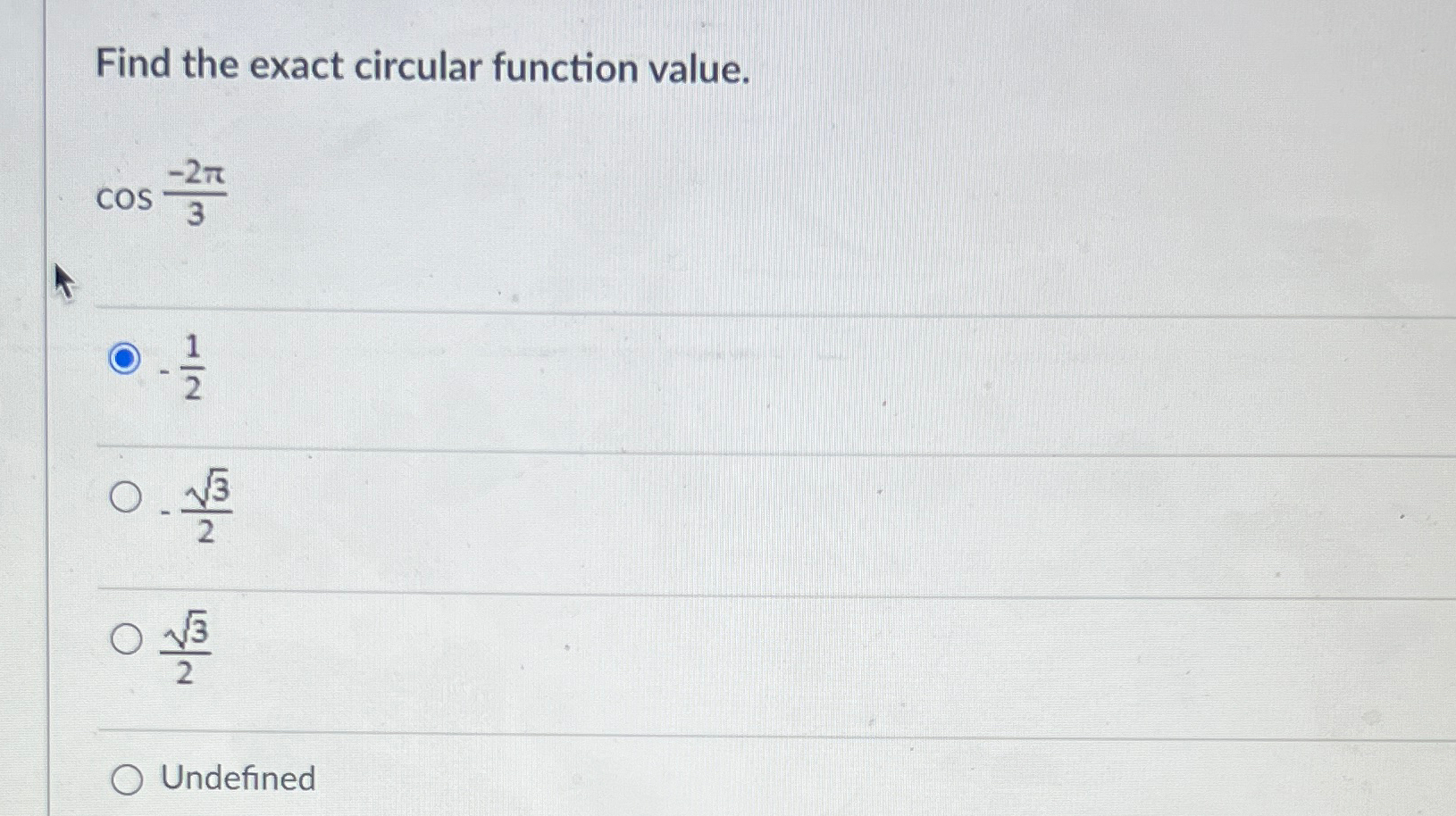 Solved Find the exact circular function | Chegg.com
