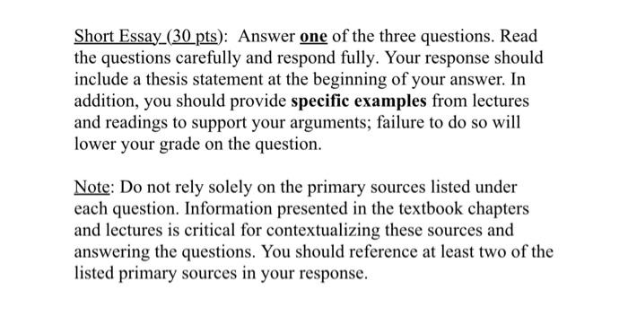 underline{\text { Short Essay_( }} \underline{30} | Chegg.com