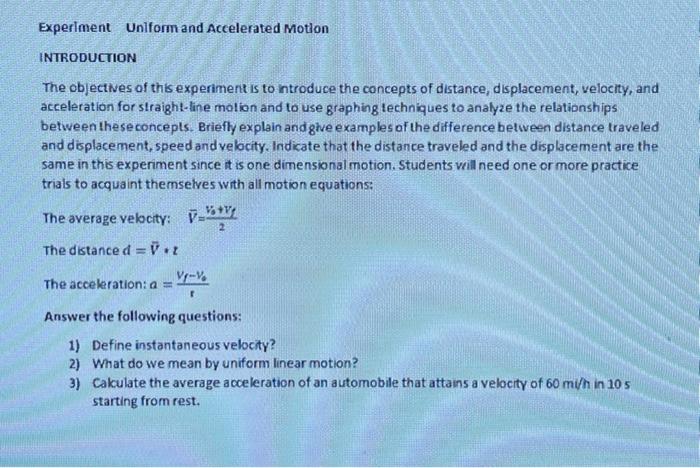 Solved INTRODUCTION The objectives of this experiment is to | Chegg.com