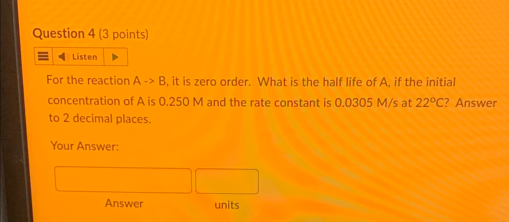 Solved Question 4 (3 points)For the reaction A→B, it is | Chegg.com Solved Question 4 (3 points)For the reaction A→B, it is | Chegg.com