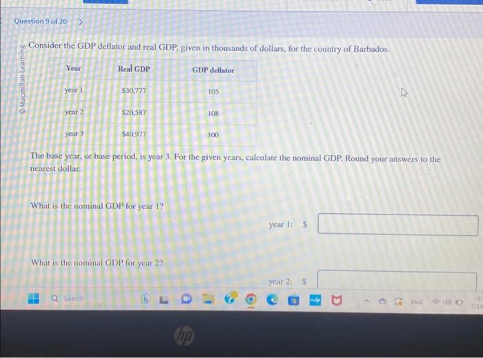 Solved Consider the GDP deflator and real GDP, given in | Chegg.com